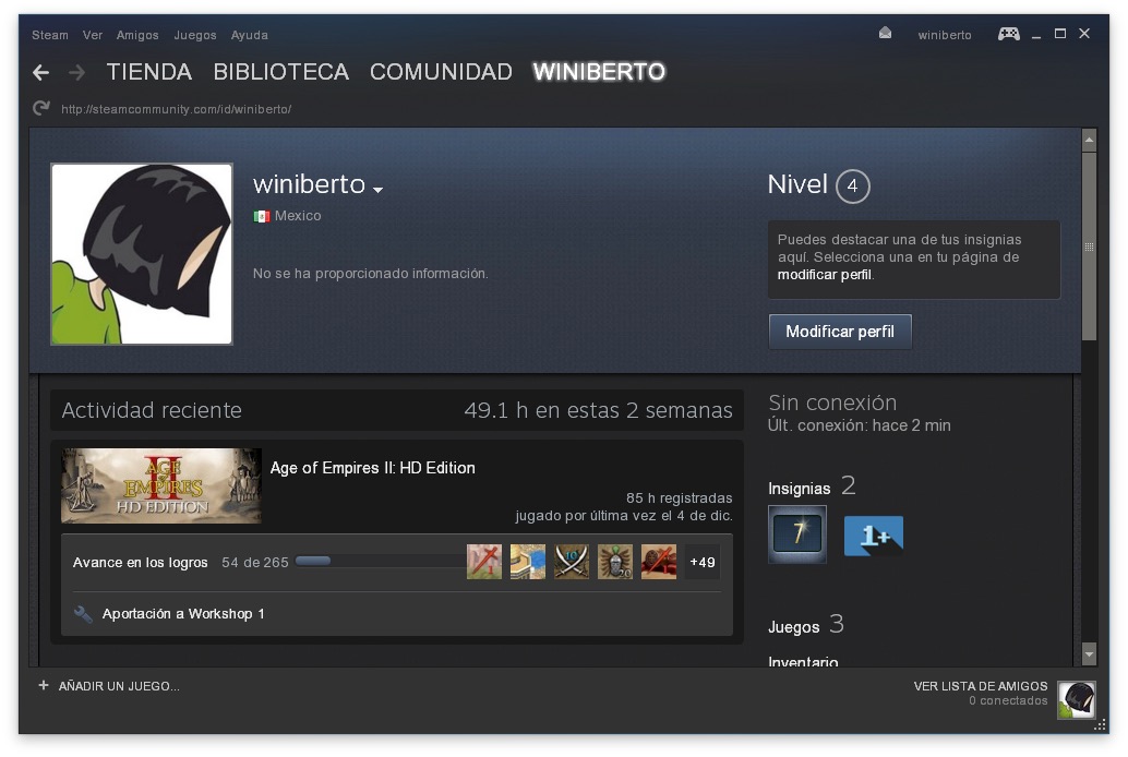 Sesión iniciada en Steam - ludw.in